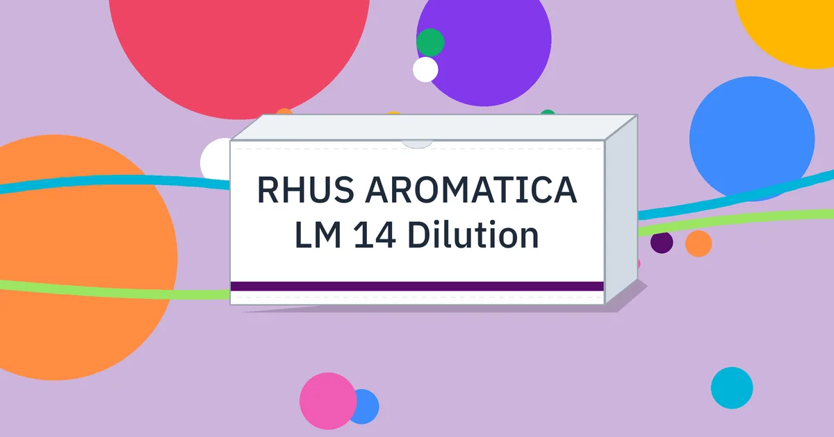 Symbolbild: Packung mit der Aufschrift RHUS AROMATICA LM 14 Dilution (PZN 13051803) – Verfügbarkeit und Bezug in Apotheken in Frankfurt am Main