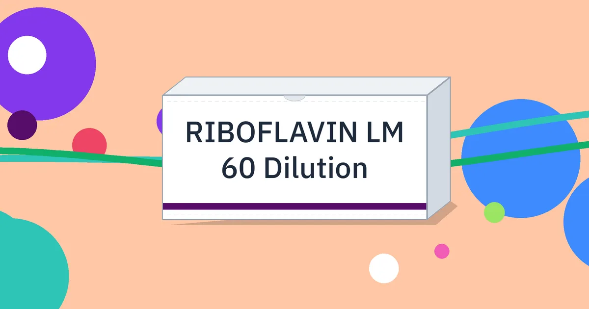 Symbolbild: Packung mit der Aufschrift RIBOFLAVIN LM 60 Dilution (PZN 13054664) – Verfügbarkeit und Bezug in Apotheken in Frankfurt am Main