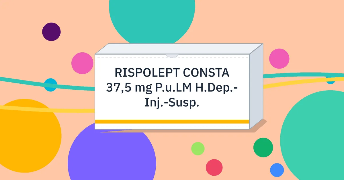 Symbolbild: Packung mit der Aufschrift RISPOLEPT CONSTA 37,5 mg P.u.LM H.Dep.-Inj.-Susp. (PZN 01801162) – Verfügbarkeit und Bezug in Apotheken in Frankfurt am Main