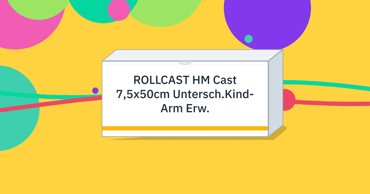Symbolbild: Packung mit der Aufschrift ROLLCAST HM Cast 7,5x50cm Untersch.Kind-Arm Erw. (PZN 17302337) – Verfügbarkeit und Bezug in Apotheken in Frankfurt am Main