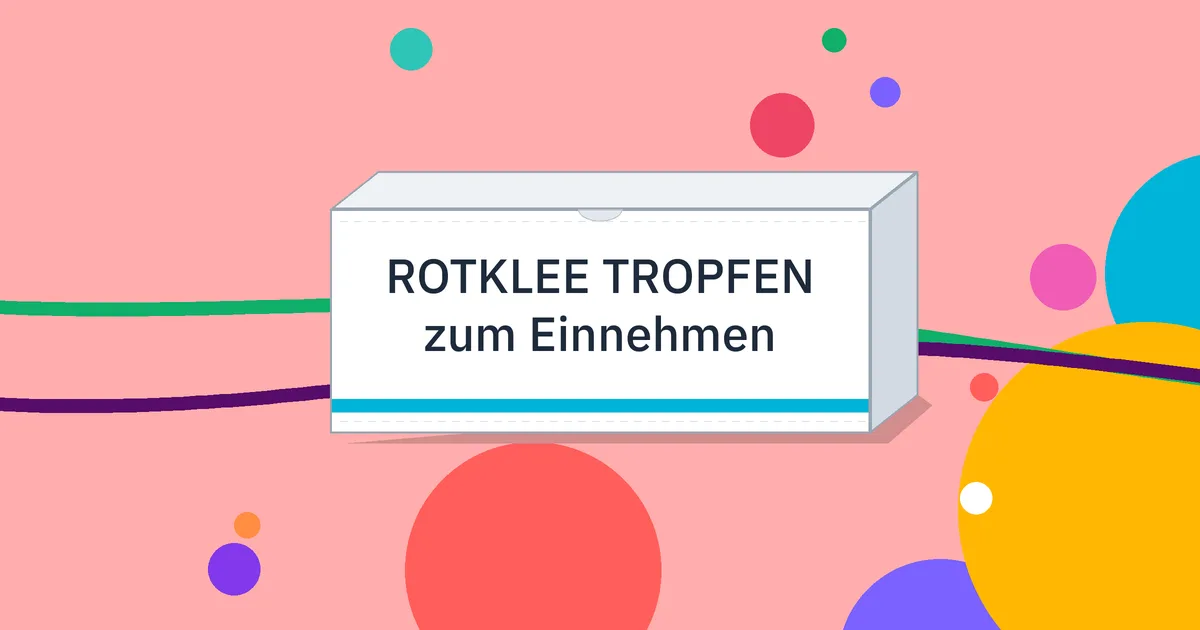 Symbolbild: Packung mit der Aufschrift ROTKLEE TROPFEN zum Einnehmen (PZN 17427671) – Verfügbarkeit und Bezug in Apotheken in Frankfurt am Main