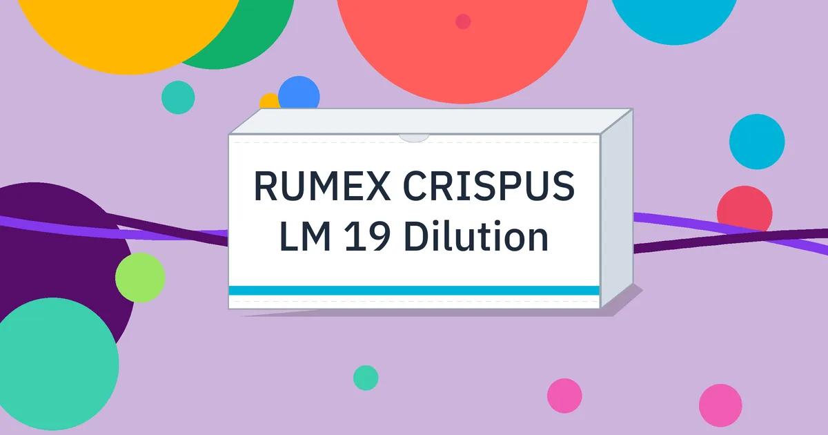 Symbolbild: Packung mit der Aufschrift RUMEX CRISPUS LM 19 Dilution (PZN 13172843) – Verfügbarkeit und Bezug in Apotheken in Frankfurt am Main
