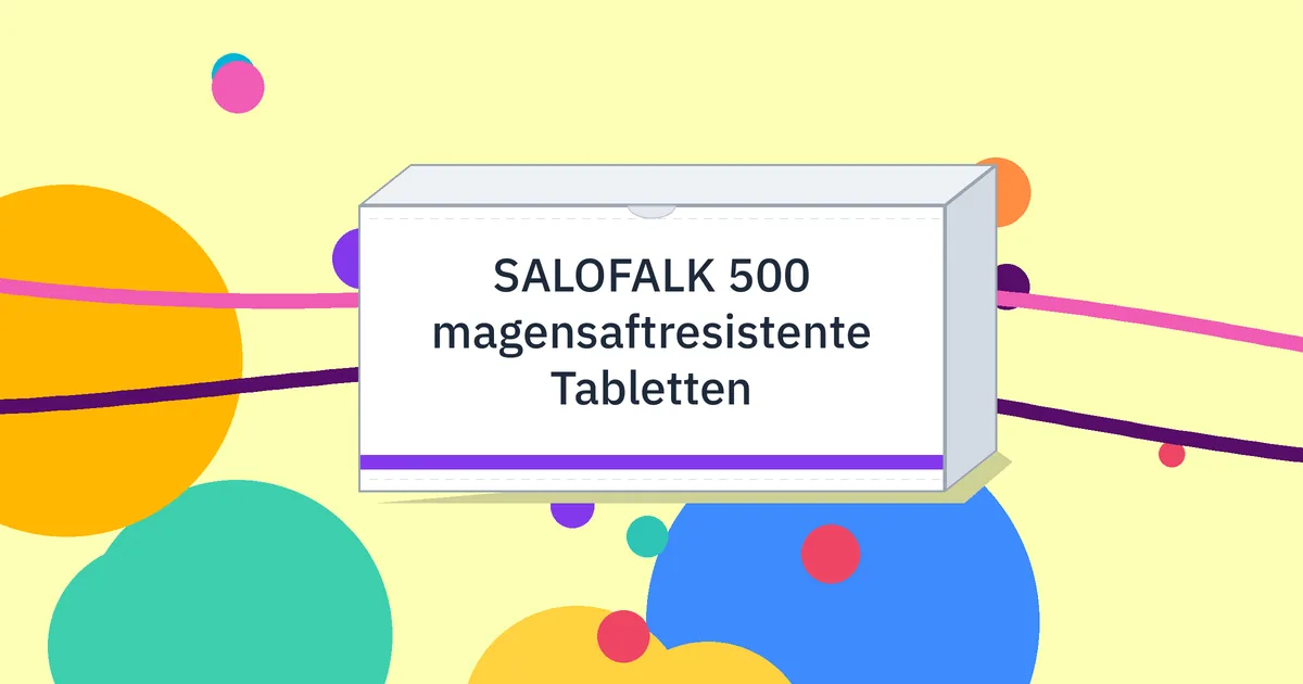 Symbolbild: Packung mit der Aufschrift SALOFALK 500 magensaftresistente Tabletten (PZN 02232217) – Verfügbarkeit und Bezug in Apotheken in Frankfurt am Main
