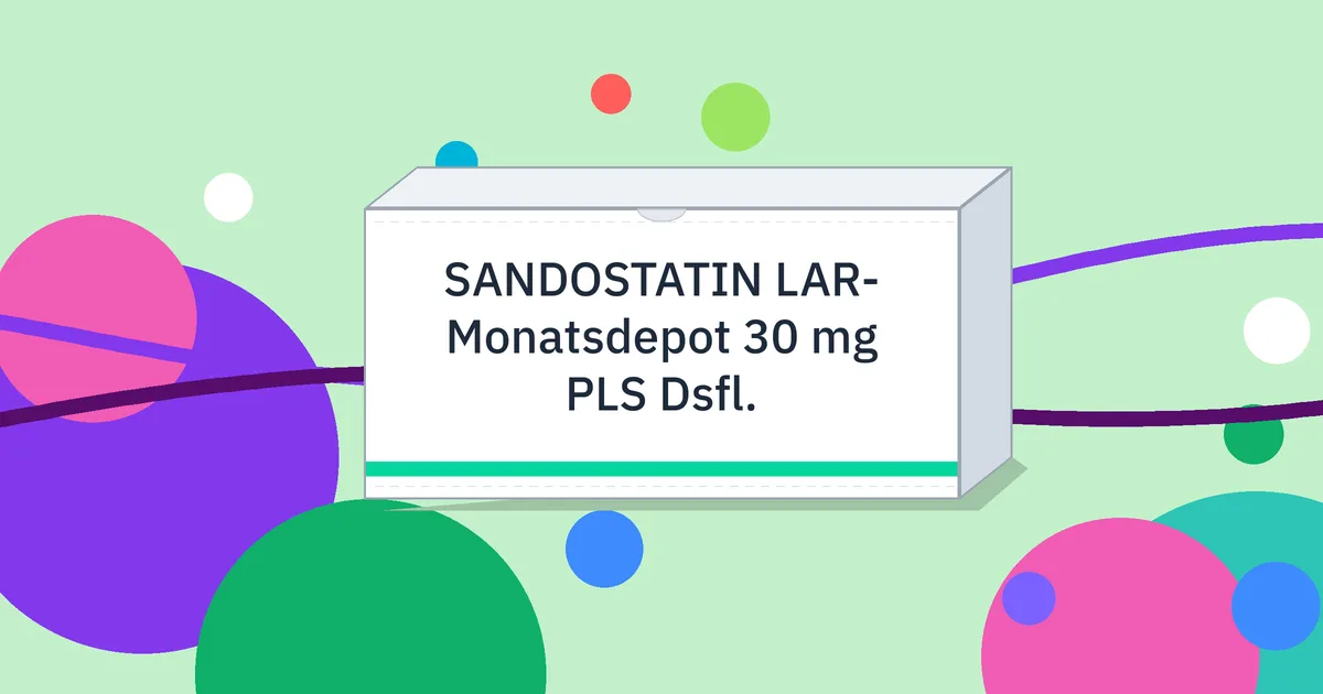 Symbolbild: Packung mit der Aufschrift SANDOSTATIN LAR-Monatsdepot 30 mg PLS Dsfl. (PZN 10181273) – Verfügbarkeit und Bezug in Apotheken in Frankfurt am Main