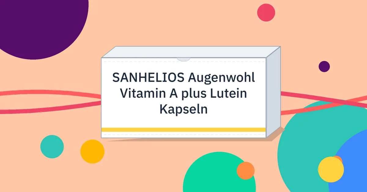 Symbolbild: Packung mit der Aufschrift SANHELIOS Augenwohl Vitamin A plus Lutein Kapseln (PZN 15302095) – Verfügbarkeit und Bezug in Apotheken in Frankfurt am Main