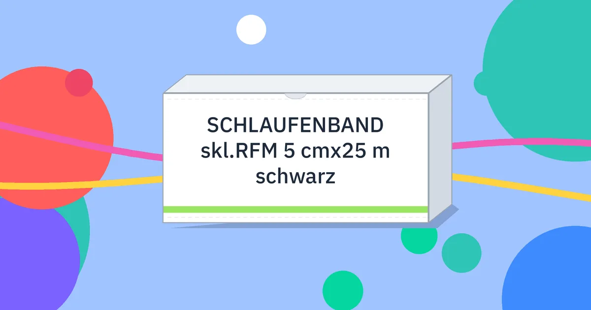 Symbolbild: Packung mit der Aufschrift SCHLAUFENBAND skl.RFM 5 cmx25 m schwarz (PZN 06490376) – Verfügbarkeit und Bezug in Apotheken in Frankfurt am Main