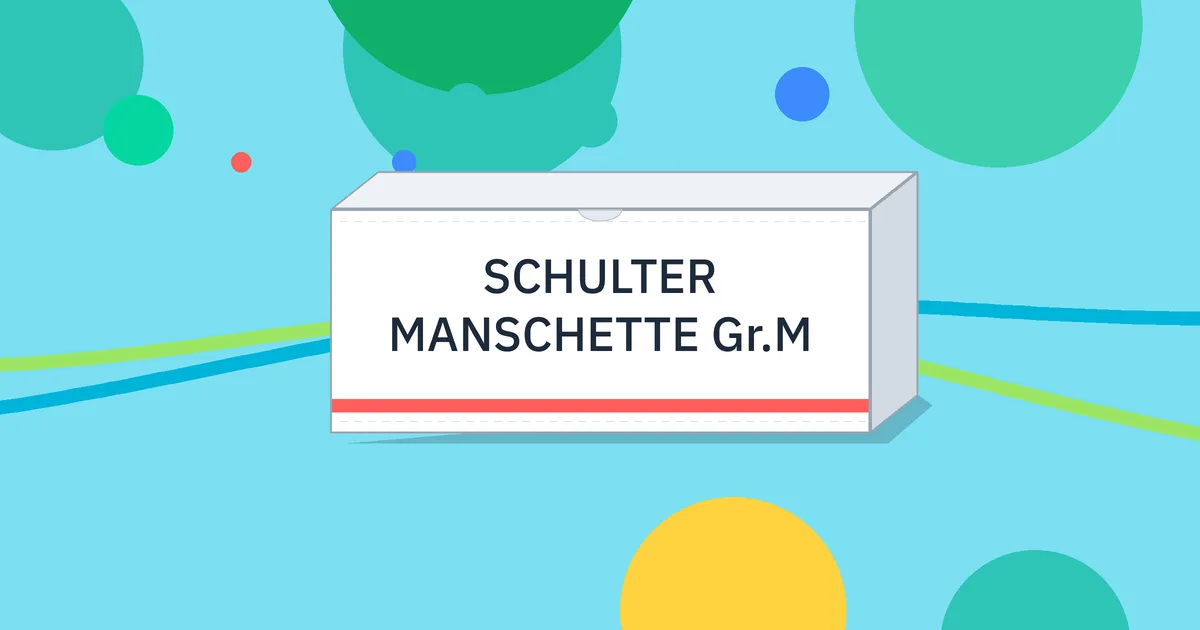 Symbolbild: Packung mit der Aufschrift SCHULTER MANSCHETTE Gr.M (PZN 05548458) – Verfügbarkeit und Bezug in Apotheken in Frankfurt am Main