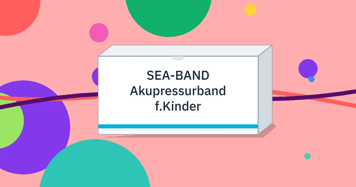 Symbolbild: Packung mit der Aufschrift SEA-BAND Akupressurband f.Kinder (PZN 04847242) – Verfügbarkeit und Bezug in Apotheken in Frankfurt am Main