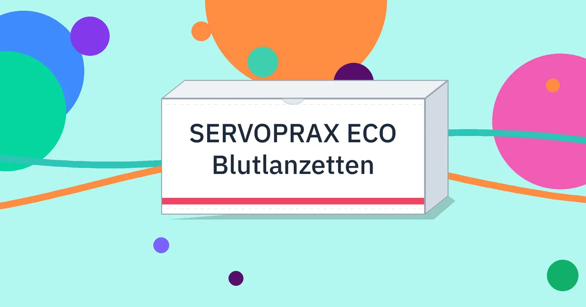 Symbolbild: Packung mit der Aufschrift SERVOPRAX ECO Blutlanzetten (PZN 10947545) – Verfügbarkeit und Bezug in Apotheken in Frankfurt am Main