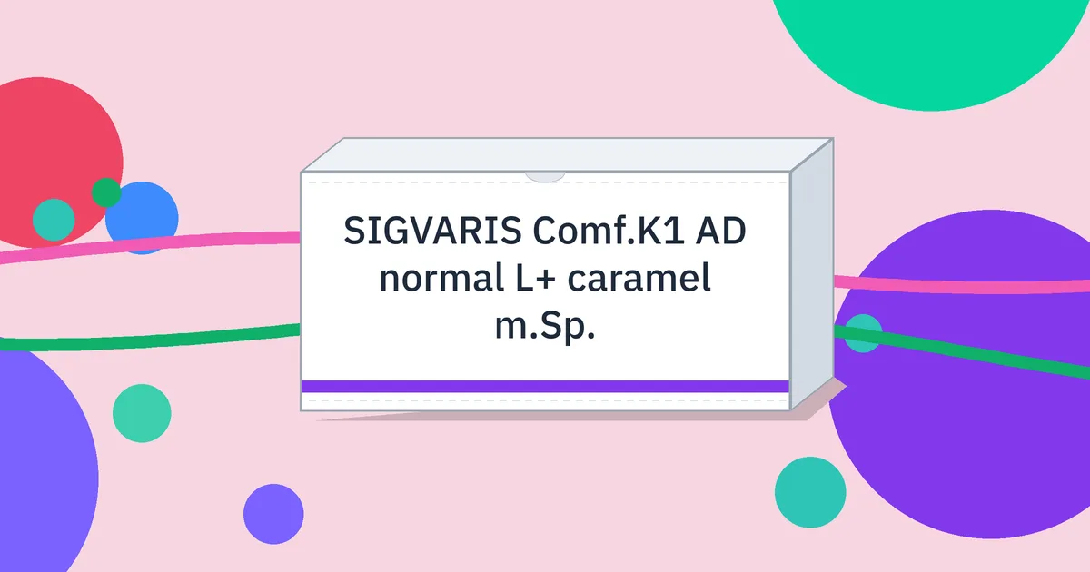 Symbolbild: Packung mit der Aufschrift SIGVARIS Comf.K1 AD normal L+ caramel m.Sp. (PZN 17041888) – Verfügbarkeit und Bezug in Apotheken in Frankfurt am Main
