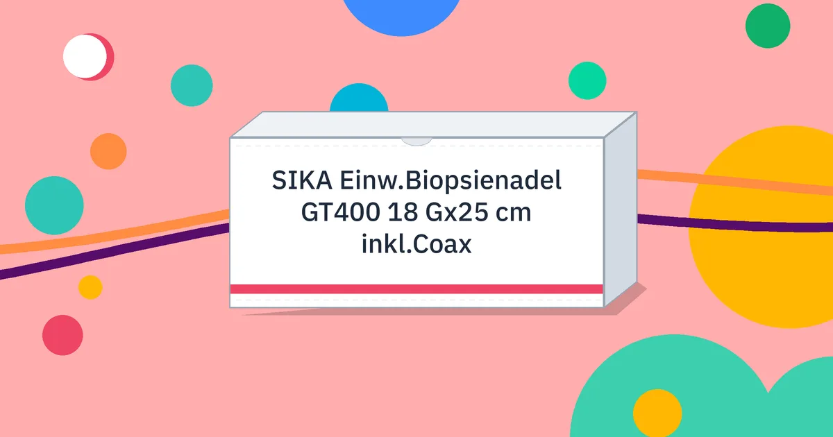 Symbolbild: Packung mit der Aufschrift SIKA Einw.Biopsienadel GT400 18 Gx25 cm inkl.Coax (PZN 20287937) – Verfügbarkeit und Bezug in Apotheken in Frankfurt am Main