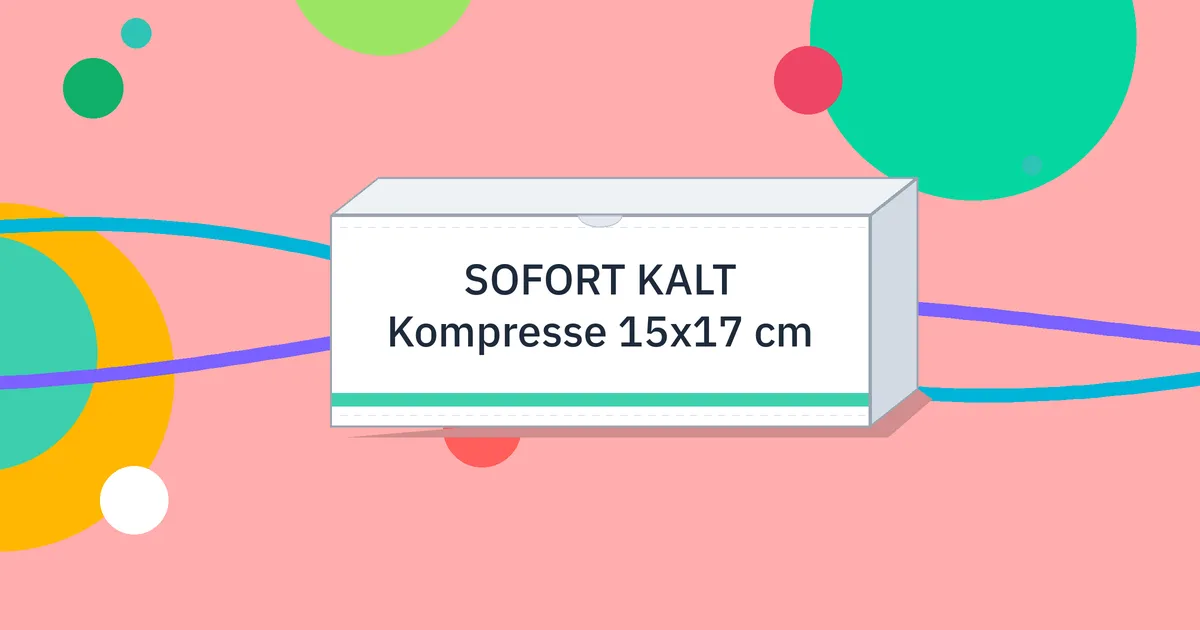 Symbolbild: Packung mit der Aufschrift SOFORT KALT Kompresse 15x17 cm (PZN 06910364) – Verfügbarkeit und Bezug in Apotheken in Frankfurt am Main