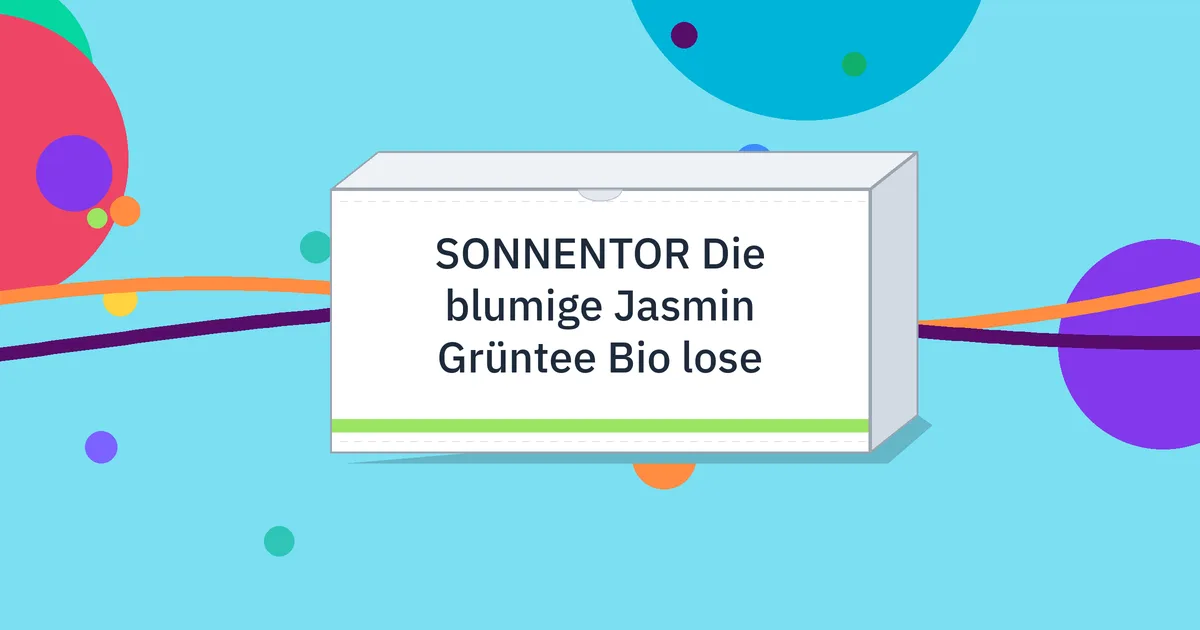 Symbolbild: Packung mit der Aufschrift SONNENTOR Die blumige Jasmin Grüntee Bio lose (PZN 18903665) – Verfügbarkeit und Bezug in Apotheken in Frankfurt am Main