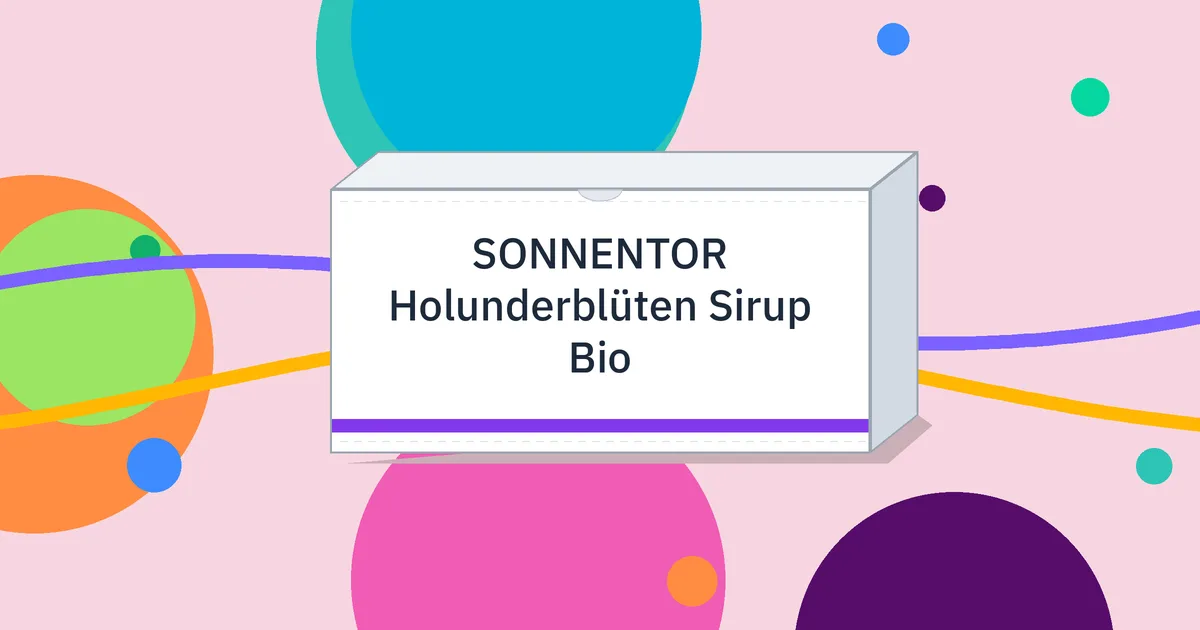 Symbolbild: Packung mit der Aufschrift SONNENTOR Holunderblüten Sirup Bio (PZN 18903671) – Verfügbarkeit und Bezug in Apotheken in Frankfurt am Main
