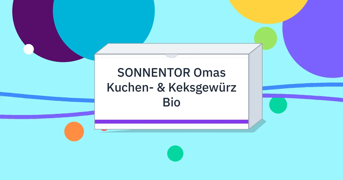 Symbolbild: Packung mit der Aufschrift SONNENTOR Omas Kuchen- & Keksgewürz Bio (PZN 18903375) – Verfügbarkeit und Bezug in Apotheken in Frankfurt am Main