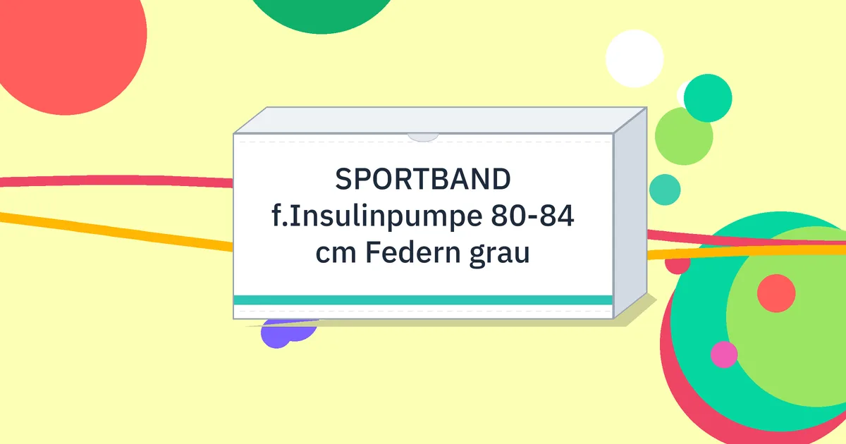 Symbolbild: Packung mit der Aufschrift SPORTBAND f.Insulinpumpe 80-84 cm Federn grau (PZN 13916597) – Verfügbarkeit und Bezug in Apotheken in Frankfurt am Main