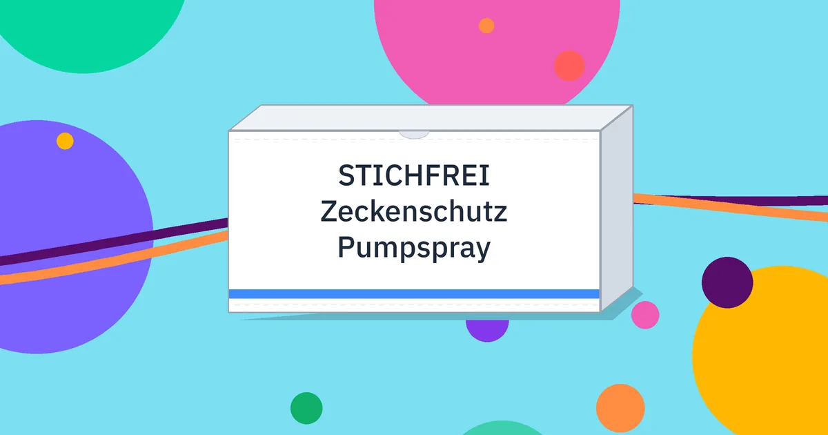 Symbolbild: Packung mit der Aufschrift STICHFREI Zeckenschutz Pumpspray (PZN 19685897) – Verfügbarkeit und Bezug in Apotheken in Frankfurt am Main