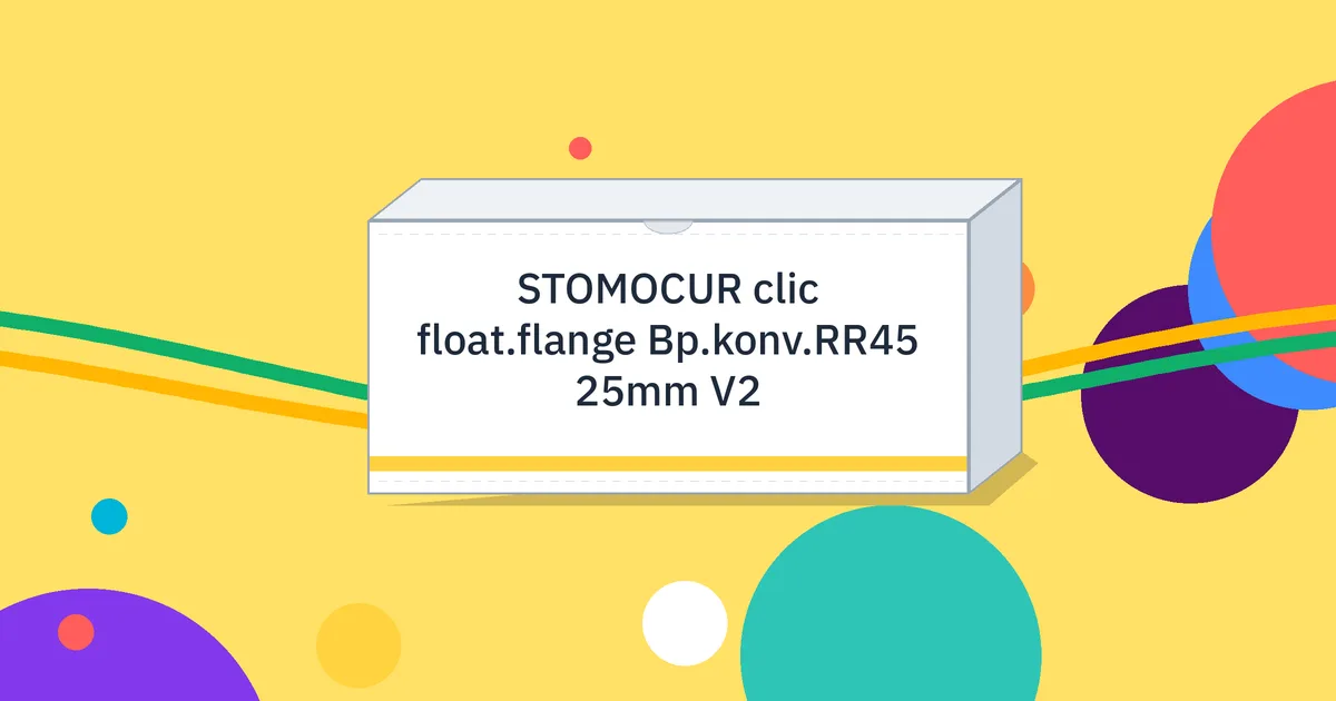 Symbolbild: Packung mit der Aufschrift STOMOCUR clic float.flange Bp.konv.RR45 25mm V2 (PZN 01739687) – Verfügbarkeit und Bezug in Apotheken in Frankfurt am Main