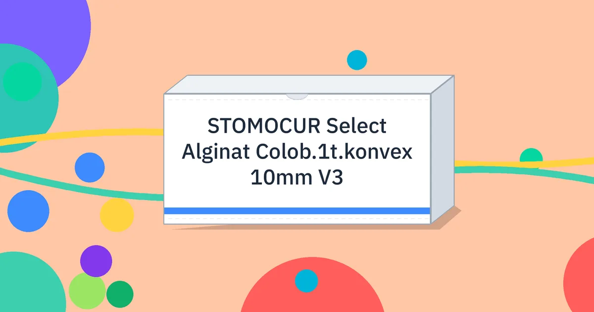 Symbolbild: Packung mit der Aufschrift STOMOCUR Select Alginat Colob.1t.konvex 10mm V3 (PZN 18172693) – Verfügbarkeit und Bezug in Apotheken in Frankfurt am Main
