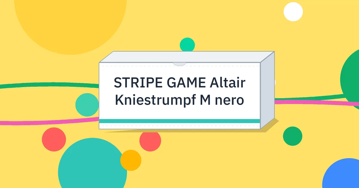 Symbolbild: Packung mit der Aufschrift STRIPE GAME Altair Kniestrumpf M nero (PZN 20208955) – Verfügbarkeit und Bezug in Apotheken in Frankfurt am Main