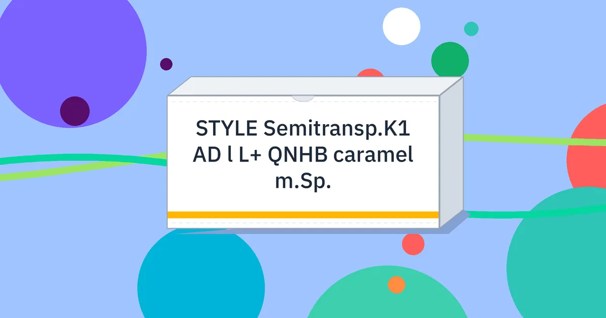 Symbolbild: Packung mit der Aufschrift STYLE Semitransp.K1 AD l L+ QNHB caramel m.Sp. (PZN 18870434) – Verfügbarkeit und Bezug in Apotheken in Frankfurt am Main