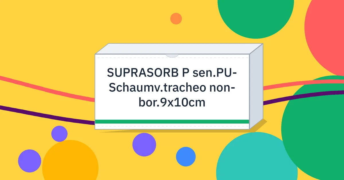 Symbolbild: Packung mit der Aufschrift SUPRASORB P sen.PU-Schaumv.tracheo non-bor.9x10cm (PZN 19263268) – Verfügbarkeit und Bezug in Apotheken in Frankfurt am Main