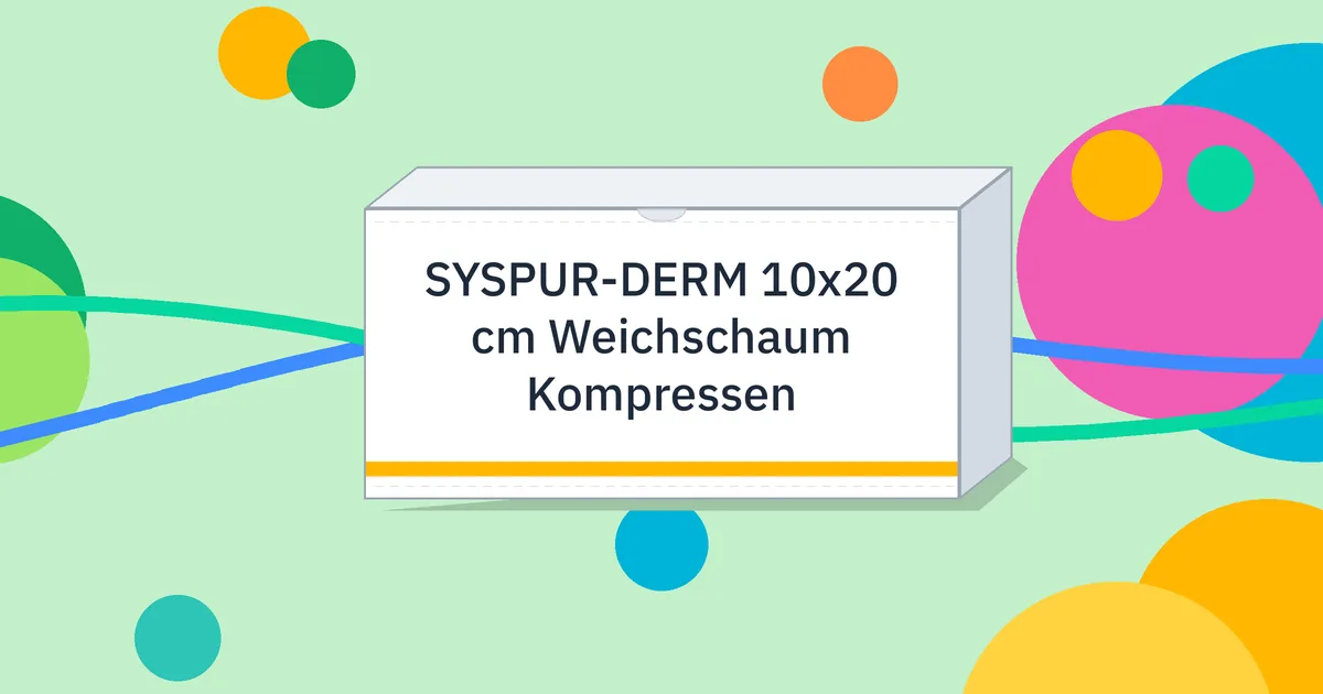 Symbolbild: Packung mit der Aufschrift SYSPUR-DERM 10x20 cm Weichschaum Kompressen (PZN 04392741) – Verfügbarkeit und Bezug in Apotheken in Frankfurt am Main
