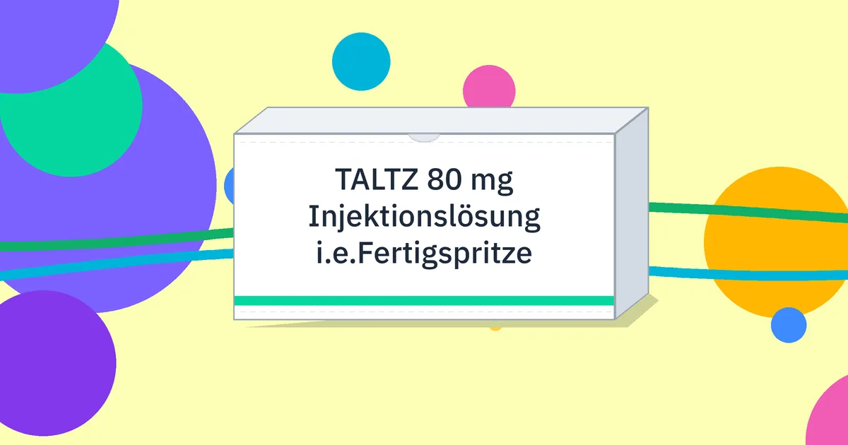 Symbolbild: Packung mit der Aufschrift TALTZ 80 mg Injektionslösung i.e.Fertigspritze (PZN 13349767) – Verfügbarkeit und Bezug in Apotheken in Frankfurt am Main