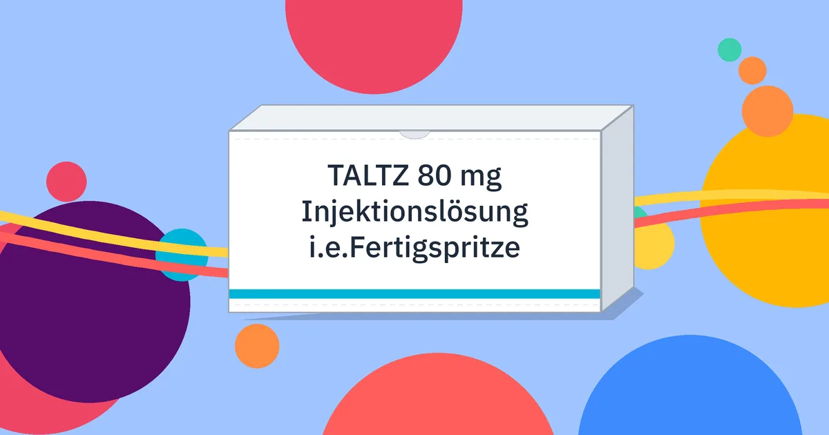 Symbolbild: Packung mit der Aufschrift TALTZ 80 mg Injektionslösung i.e.Fertigspritze (PZN 14294146) – Verfügbarkeit und Bezug in Apotheken in Frankfurt am Main