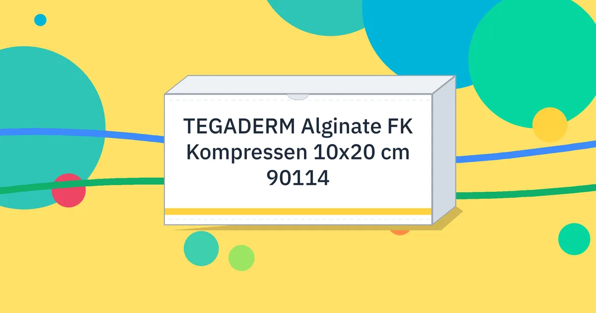 Symbolbild: Packung mit der Aufschrift TEGADERM Alginate FK Kompressen 10x20 cm 90114 (PZN 06916898) – Verfügbarkeit und Bezug in Apotheken in Frankfurt am Main