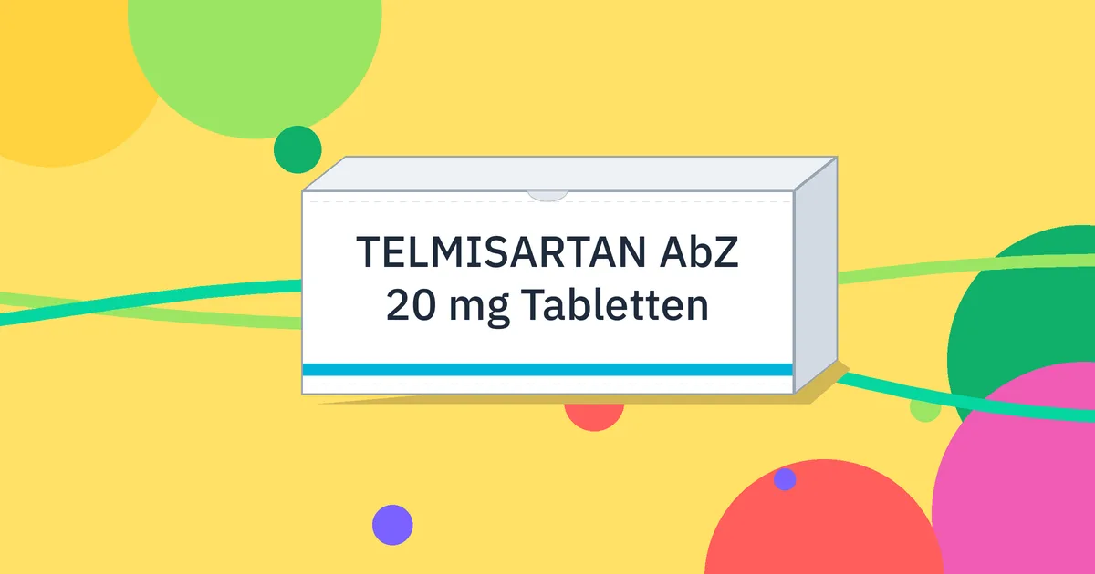 Symbolbild: Packung mit der Aufschrift TELMISARTAN AbZ 20 mg Tabletten (PZN 02179411) – Verfügbarkeit und Bezug in Apotheken in Frankfurt am Main