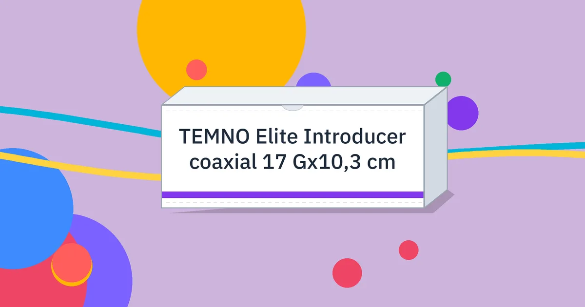 Symbolbild: Packung mit der Aufschrift TEMNO Elite Introducer coaxial 17 Gx10,3 cm (PZN 18765447) – Verfügbarkeit und Bezug in Apotheken in Frankfurt am Main