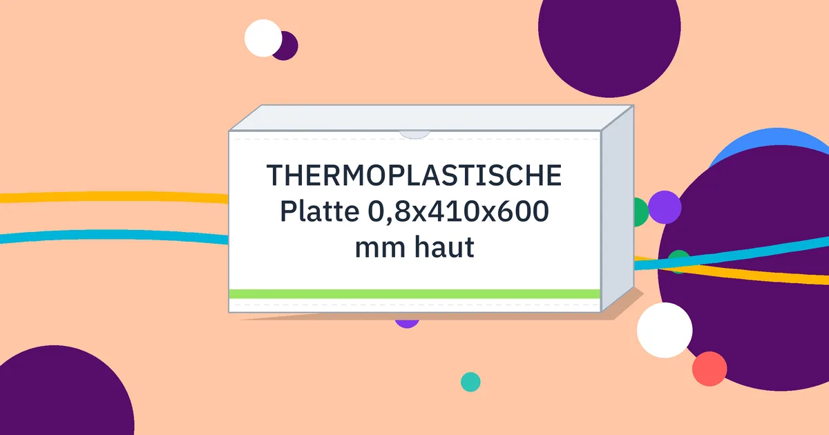 Symbolbild: Packung mit der Aufschrift THERMOPLASTISCHE Platte 0,8x410x600 mm haut (PZN 11549858) – Verfügbarkeit und Bezug in Apotheken in Frankfurt am Main
