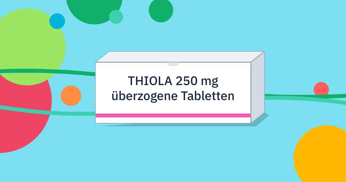 Symbolbild: Packung mit der Aufschrift THIOLA 250 mg überzogene Tabletten (PZN 16807621) – Verfügbarkeit und Bezug in Apotheken in Frankfurt am Main