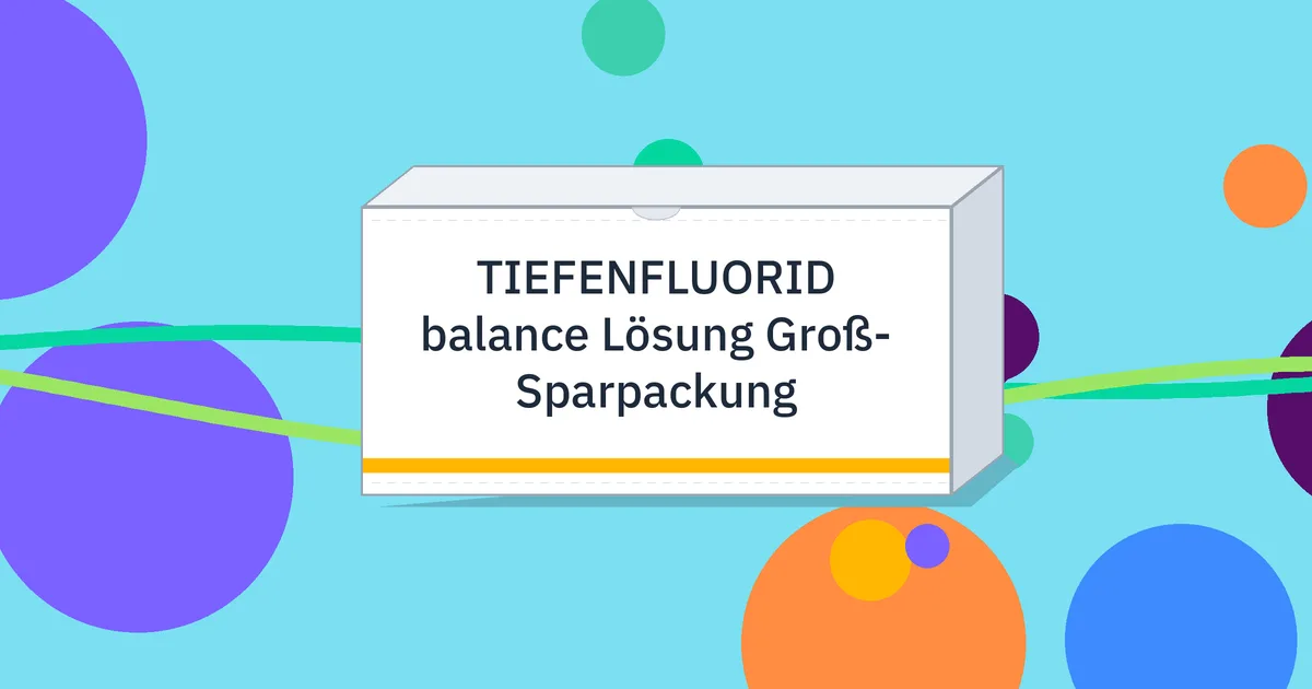 Symbolbild: Packung mit der Aufschrift TIEFENFLUORID balance Lösung Groß-Sparpackung (PZN 17439645) – Verfügbarkeit und Bezug in Apotheken in Frankfurt am Main