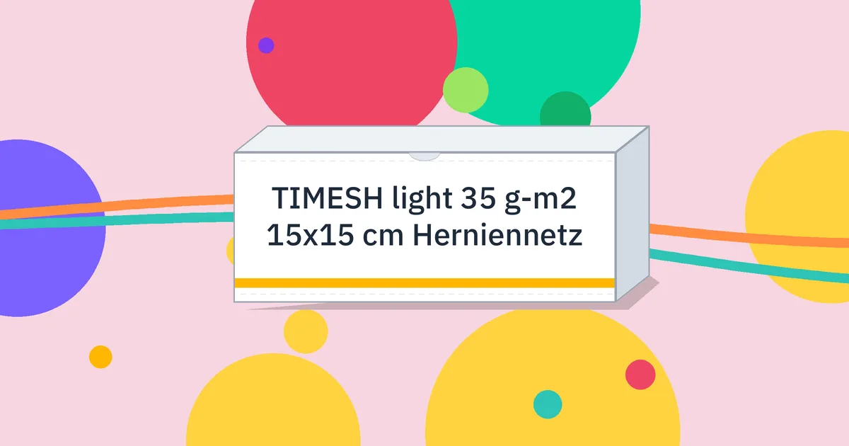 Symbolbild: Packung mit der Aufschrift TIMESH light 35 g-m2 15x15 cm Herniennetz (PZN 18157831) – Verfügbarkeit und Bezug in Apotheken in Frankfurt am Main