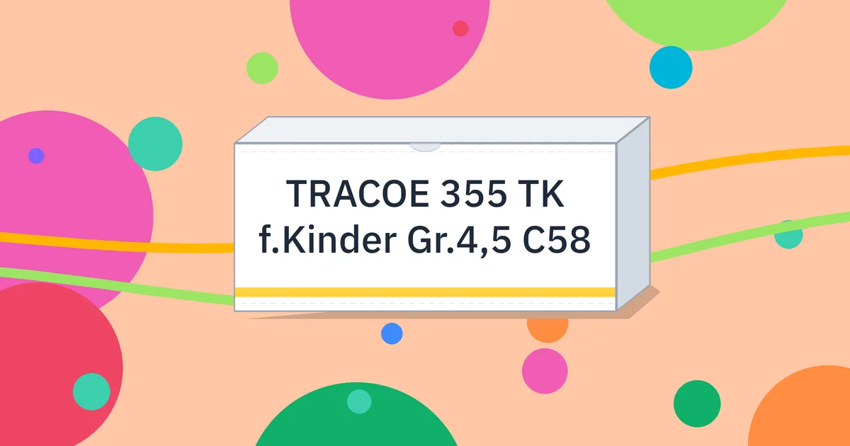 Symbolbild: Packung mit der Aufschrift TRACOE 355 TK f.Kinder Gr.4,5 C58 (PZN 11644321) – Verfügbarkeit und Bezug in Apotheken in Frankfurt am Main