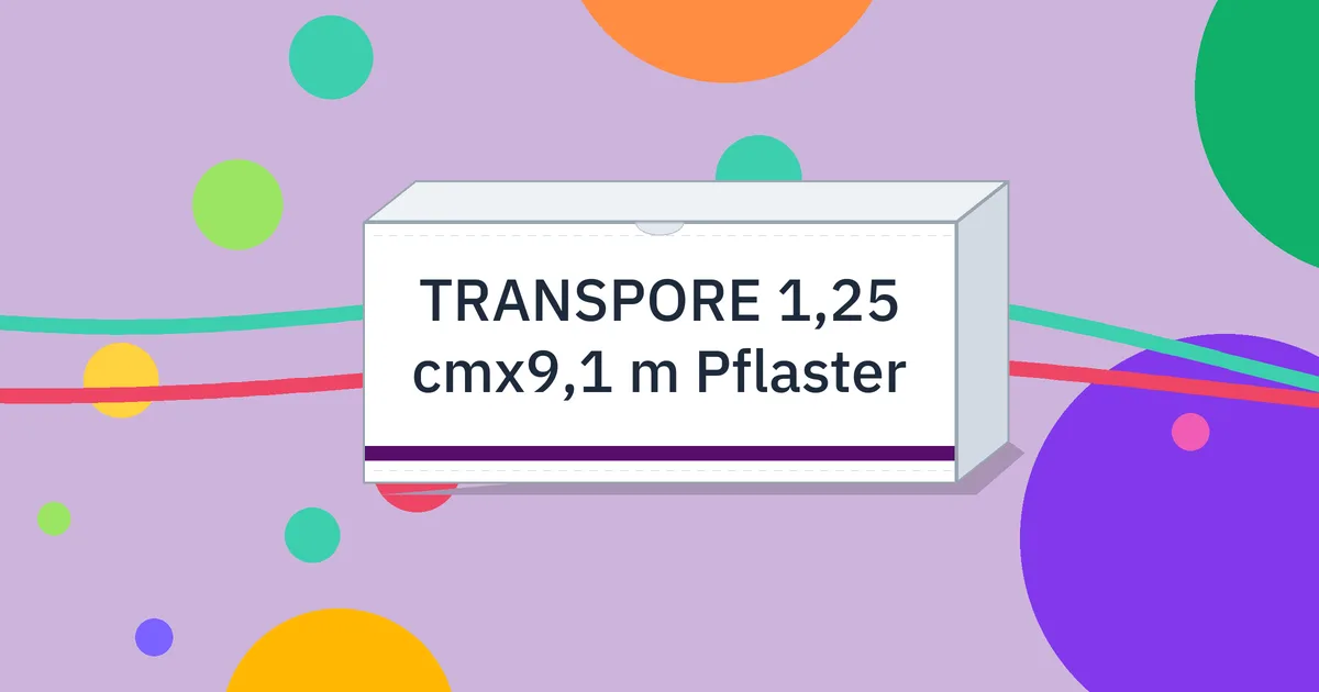 Symbolbild: Packung mit der Aufschrift TRANSPORE 1,25 cmx9,1 m Pflaster (PZN 01405360) – Verfügbarkeit und Bezug in Apotheken in Frankfurt am Main