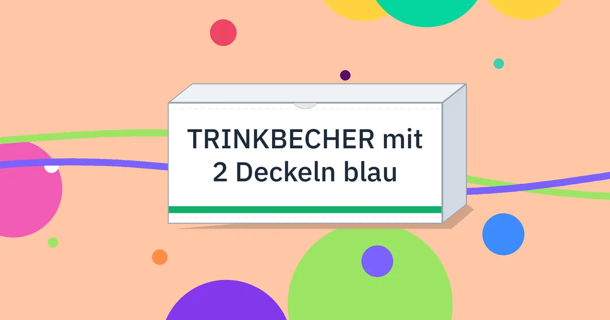 Symbolbild: Packung mit der Aufschrift TRINKBECHER mit 2 Deckeln blau (PZN 00906290) – Verfügbarkeit und Bezug in Apotheken in Frankfurt am Main