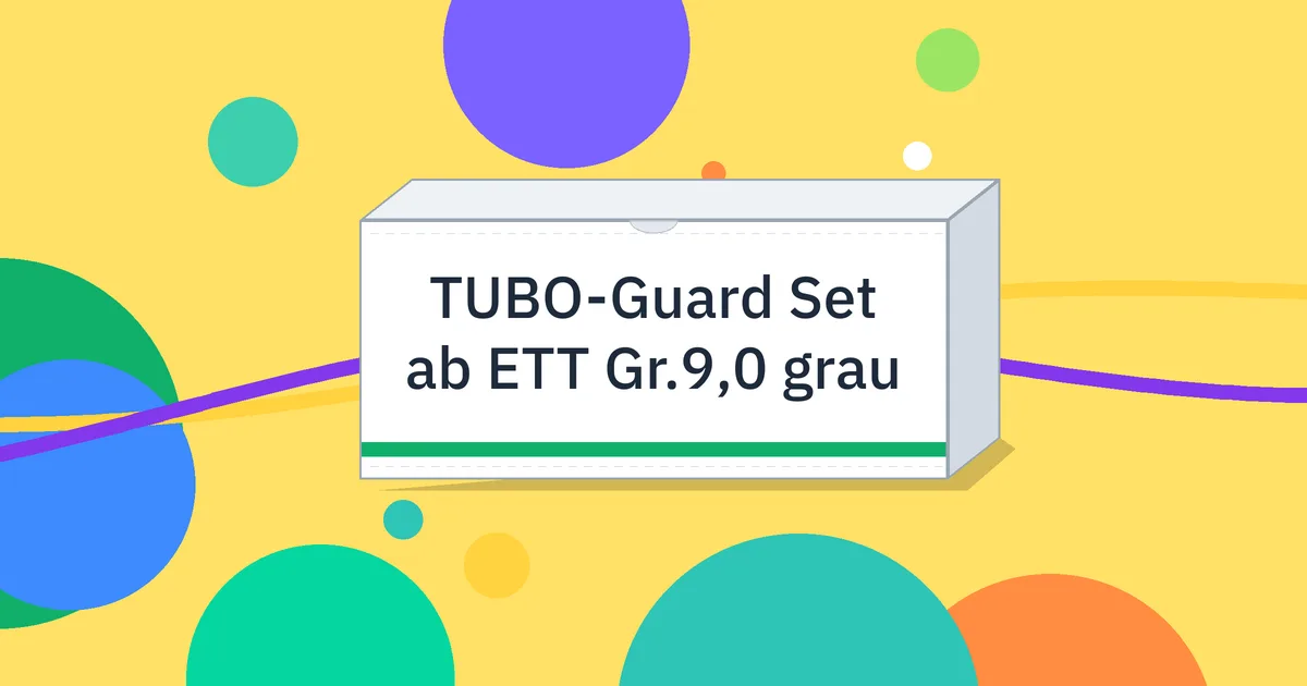 Symbolbild: Packung mit der Aufschrift TUBO-Guard Set ab ETT Gr.9,0 grau (PZN 18796034) – Verfügbarkeit und Bezug in Apotheken in Frankfurt am Main