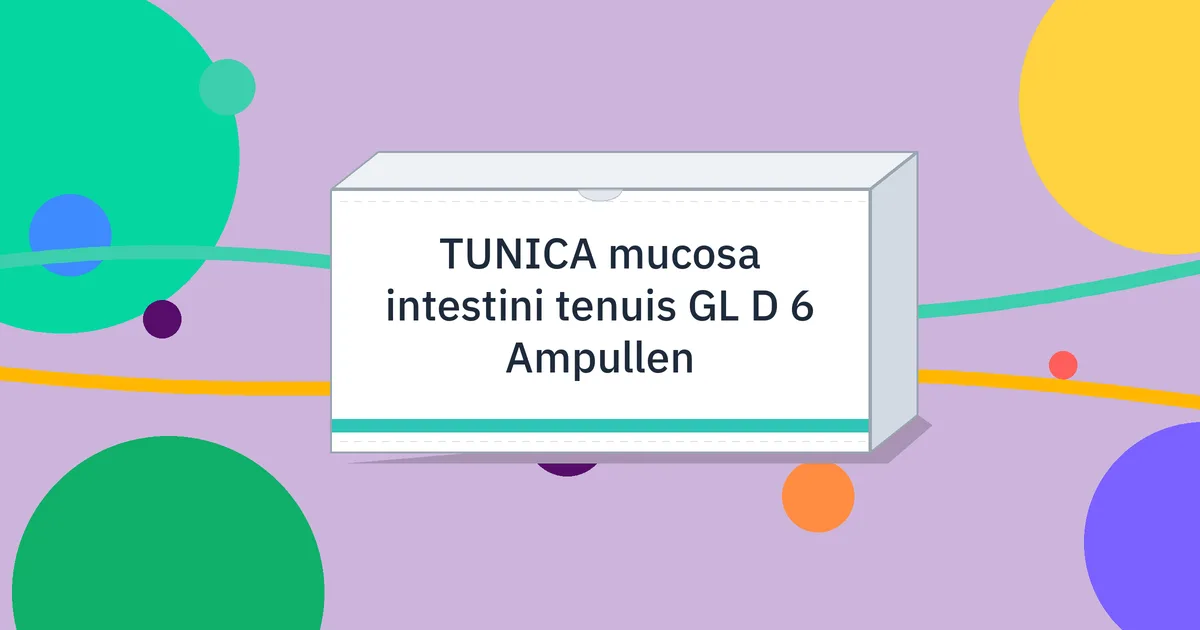 Symbolbild: Packung mit der Aufschrift TUNICA mucosa intestini tenuis GL D 6 Ampullen (PZN 03787561) – Verfügbarkeit und Bezug in Apotheken in Frankfurt am Main
