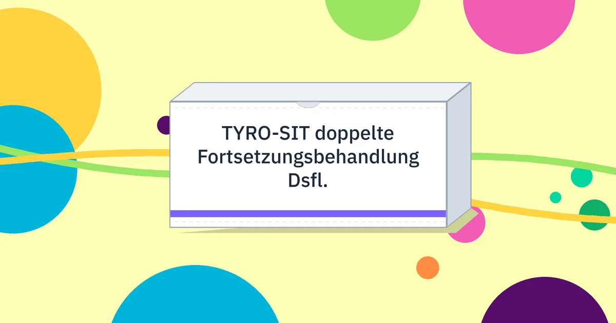 Symbolbild: Packung mit der Aufschrift TYRO-SIT doppelte Fortsetzungsbehandlung Dsfl. (PZN 16131862) – Verfügbarkeit und Bezug in Apotheken in Frankfurt am Main