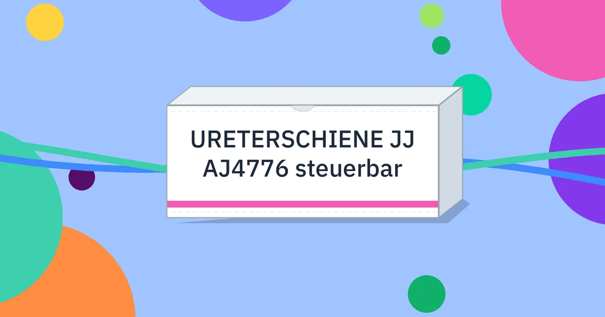 Symbolbild: Packung mit der Aufschrift URETERSCHIENE JJ AJ4776 steuerbar (PZN 00154861) – Verfügbarkeit und Bezug in Apotheken in Frankfurt am Main