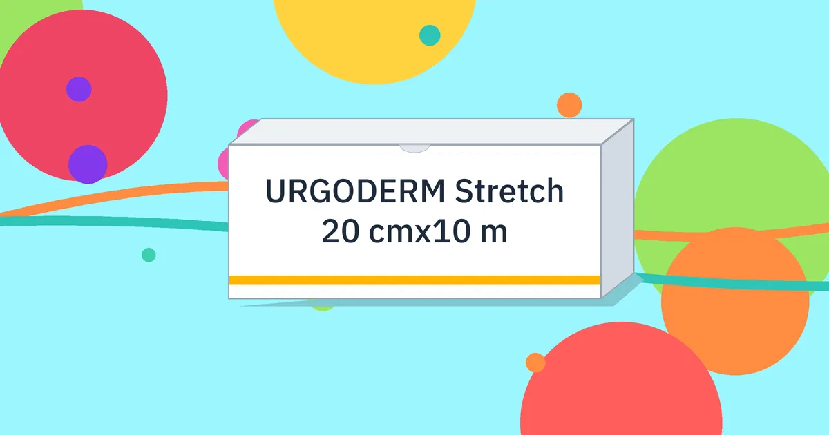 Symbolbild: Packung mit der Aufschrift URGODERM Stretch 20 cmx10 m (PZN 03033603) – Verfügbarkeit und Bezug in Apotheken in Frankfurt am Main