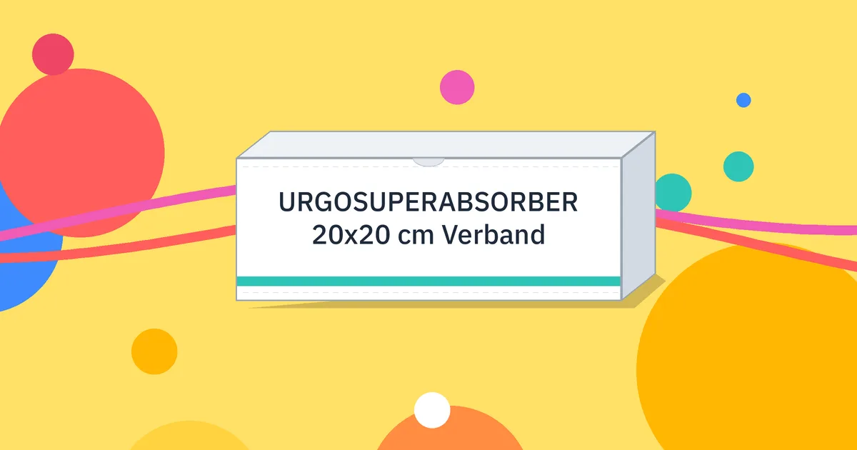 Symbolbild: Packung mit der Aufschrift URGOSUPERABSORBER 20x20 cm Verband (PZN 07110660) – Verfügbarkeit und Bezug in Apotheken in Frankfurt am Main