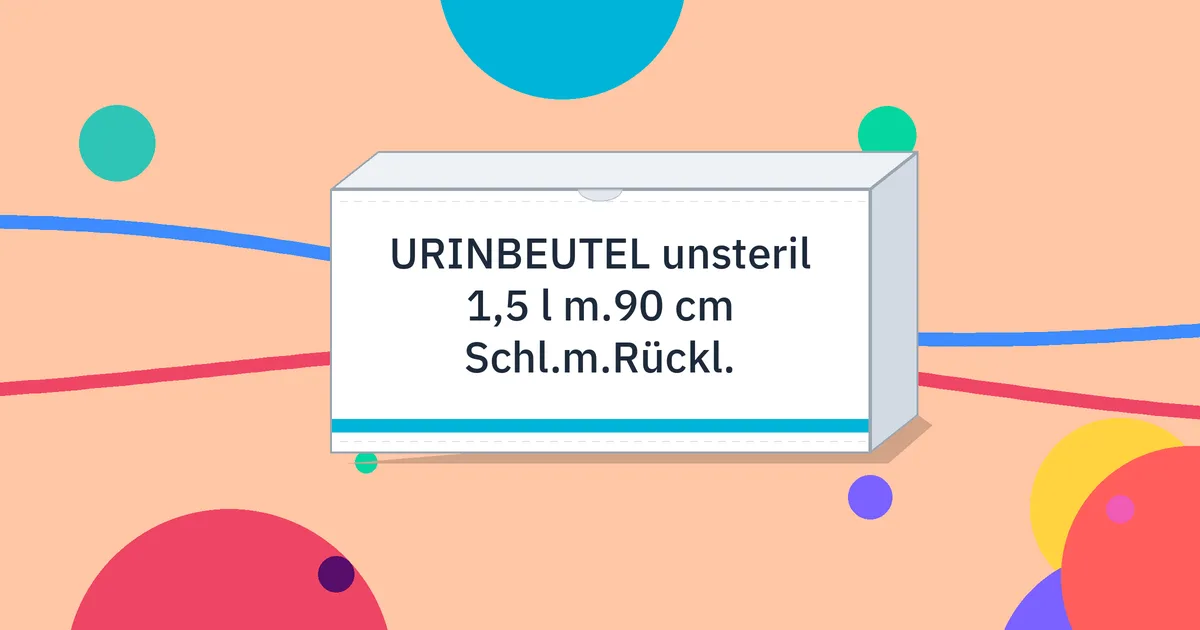 Symbolbild: Packung mit der Aufschrift URINBEUTEL unsteril 1,5 l m.90 cm Schl.m.Rückl. (PZN 02919983) – Verfügbarkeit und Bezug in Apotheken in Frankfurt am Main