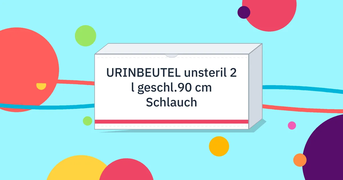 Symbolbild: Packung mit der Aufschrift URINBEUTEL unsteril 2 l geschl.90 cm Schlauch (PZN 02919629) – Verfügbarkeit und Bezug in Apotheken in Frankfurt am Main