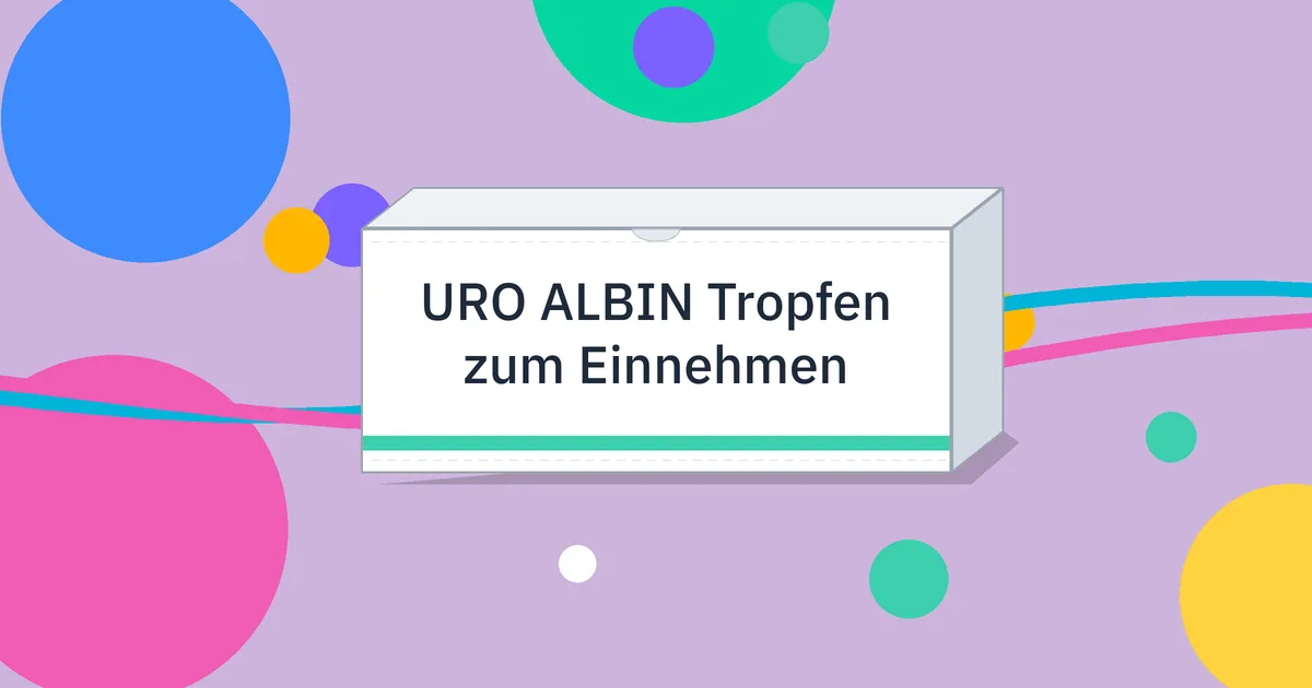 Symbolbild: Packung mit der Aufschrift URO ALBIN Tropfen zum Einnehmen (PZN 09527766) – Verfügbarkeit und Bezug in Apotheken in Frankfurt am Main