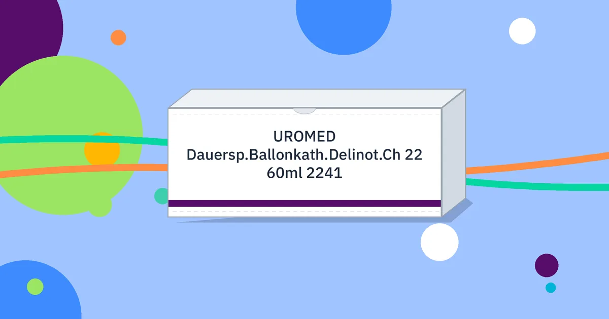 Symbolbild: Packung mit der Aufschrift UROMED Dauersp.Ballonkath.Delinot.Ch 22 60ml 2241 (PZN 04673227) – Verfügbarkeit und Bezug in Apotheken in Frankfurt am Main