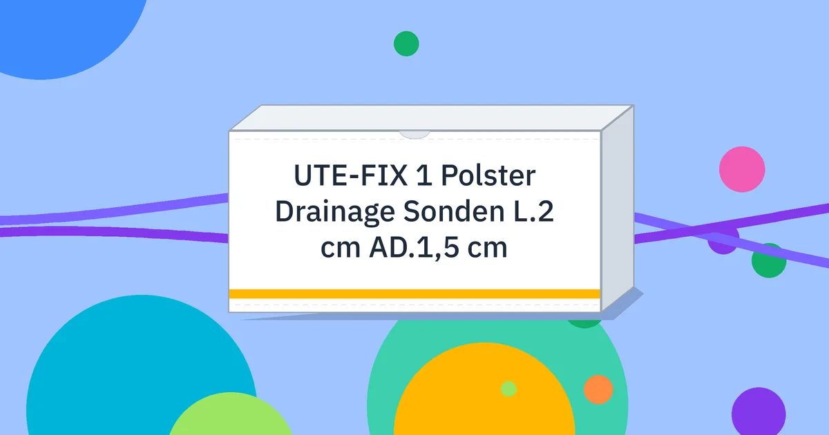 Symbolbild: Packung mit der Aufschrift UTE-FIX 1 Polster Drainage Sonden L.2 cm AD.1,5 cm (PZN 18829319) – Verfügbarkeit und Bezug in Apotheken in Frankfurt am Main